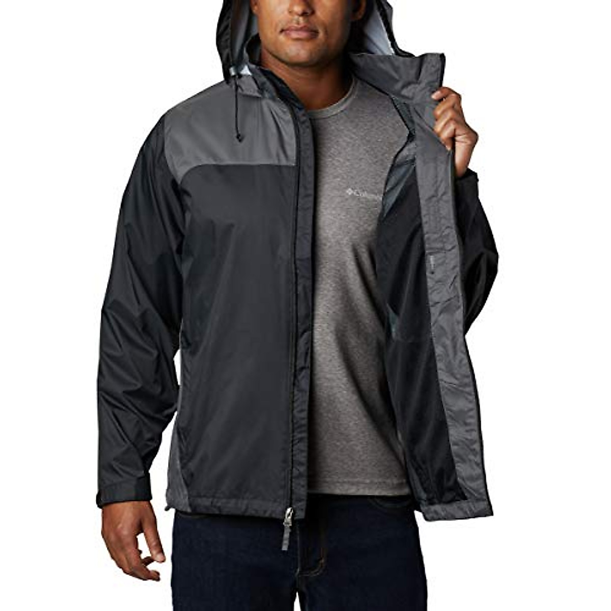 Columbia Men's Glennaker Lake Rain Jacket, Black/Grill, Large