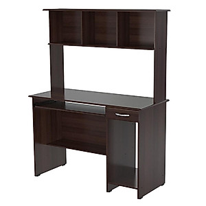 Inval Computer Workcenter with Hutch, Espresso-Wengue