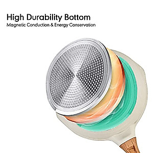 JEETEE Pots and Pans Set Nonstick 15PCS, Granite Coating Cookware Sets Induction Compatible with Frying Pan, Saucepan, Sauté Pan, Grill Pan, Cooking Pots, PFOA Free, (Beige, 15pcs Cookware Set)