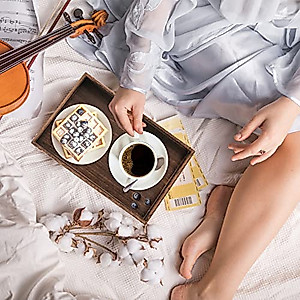 TOPZEA 3 Pack Wood Serving Tray, Rectangular Butler Serving Tray with Handle, Coffee Table Tray Decorative Ottoman Tray for Tea, Coffee, Breakfast, Table Centerpieces