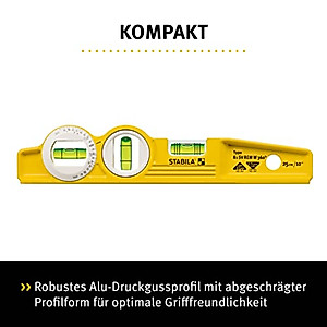 Stabila 16670/0 25 cm"Torpedo Type 81 SV REM W360" Spirit Level With Bag - Yellow/Black