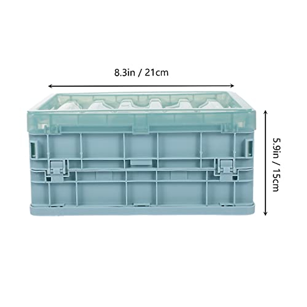 ULTECHNOVO Cubby Storage Organizer Foldable Storage Box with Lid- Large Box Organizer Stackable Cube Folding Crate for Home Office Clear Container