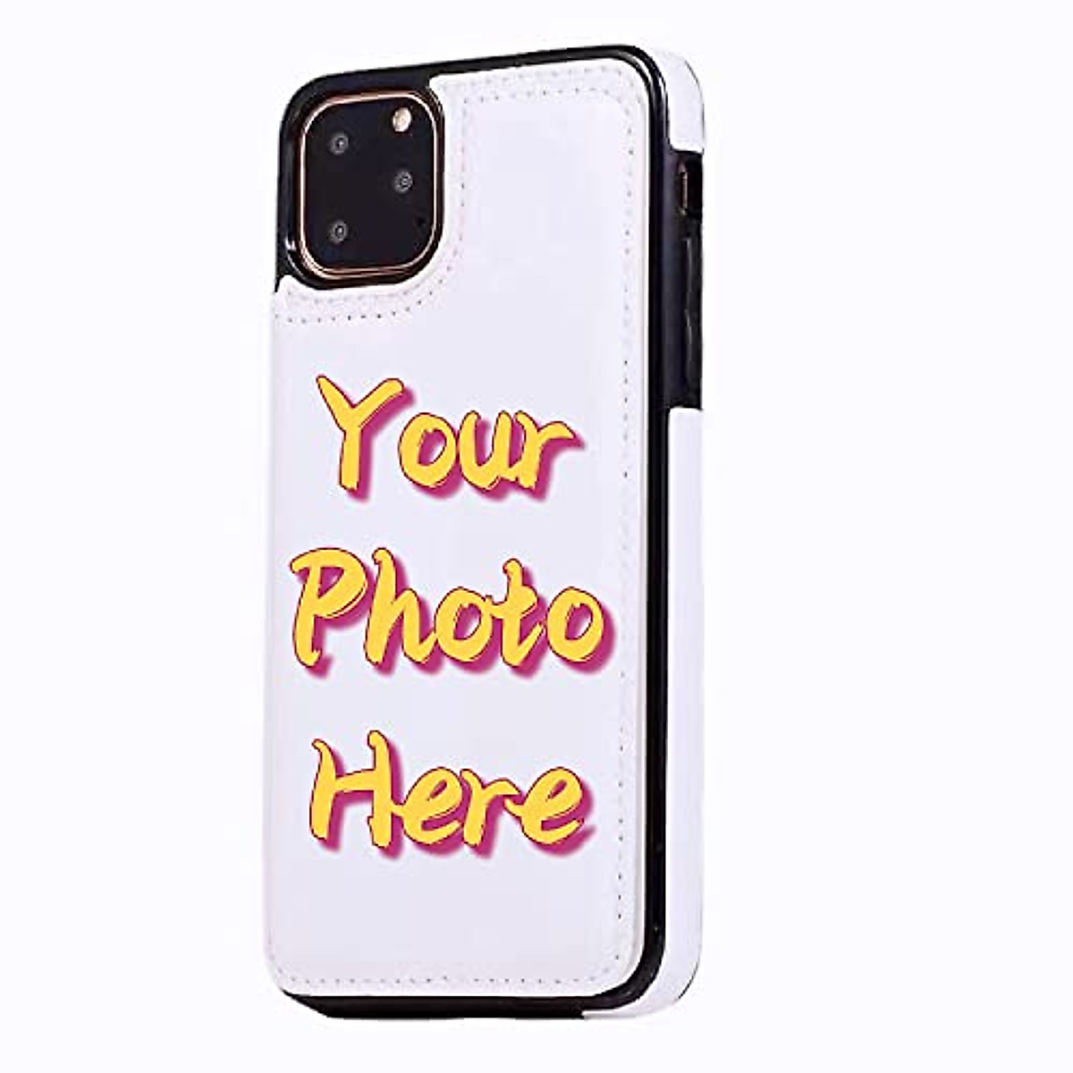 Unique-Custom-Gift Personalized Photo Flip Leather Wallet Case with Card Holder For Apple iPhone 7 8 Plus SE2 XR XS 11 12 13 14 Pro Max, Customize Picture Text PU Kickstand Double Magnetic Cover