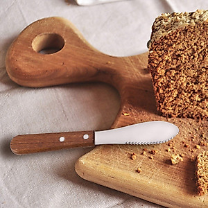 Super Z Outlet 8" Stainless Steel Straight Edge Butter Cheese Cream Sandwich Condiment Spreader Knives with Wood Handle for Kitchen Tools, Cooking Utensil, Event Guest Serving (4 Pack)