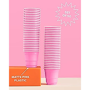 xo, Fetti Party Decorations Pink Plastic Shot Glasses - 50 Matte Disposable 2 oz Cups | Bachelorette Party, Birthday Party, Party Favors, Baby Shower Supplies