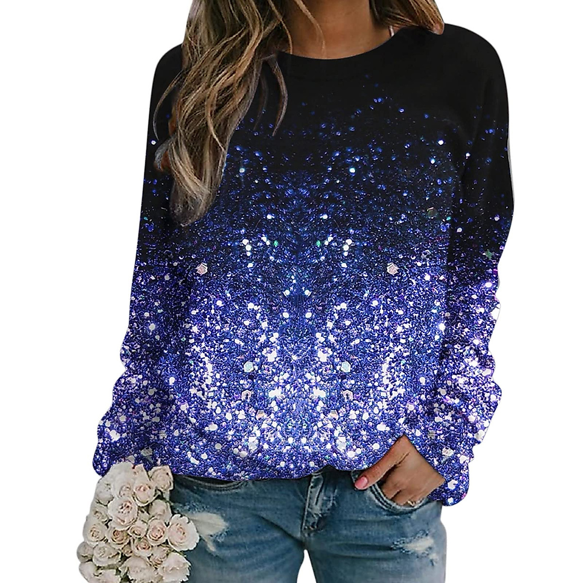 HHoo88 Womens Fall Clothes Long Sleeve Sweatshirts Pullover Colorful Graphic Shirts Casual Loose Crewneck Tops Blouse