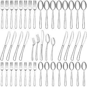 40PCS Silverware Set Service for 8, Skroam Stainless Steel Flatware Set, Flatware Cutlery Set, Kitchen Tableware Utensil Set, Include Forks Knives Spoons Set, Dishwasher Safe, Mirror Polished