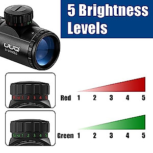 UUQ 3-9×40 Rifle Scope with Red/Green Illumination and Rangefinder Reticle - Includes Batteries, Fits 20mm Free Mounts, Waterproof and Fog-Proof,for Hunting,Airsoft and Pellet Guns