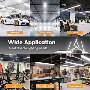 BBOUNDER 12 Pack Linkable LED Shop Light with Reflector, Super Bright 5000K Daylight, 4400 LM, 4 FT, 48 Inch Integrated Fixture for Garage, 40W Equivalent 250W, Surface & Suspension Mount, White