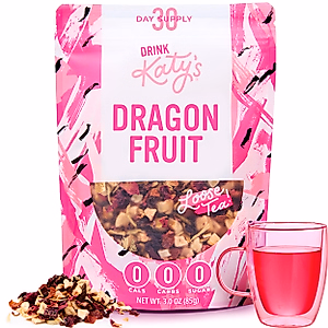 Katy’s Dragonfruit Loose Leaf Tea | Hydrating & Fruity Herbal Tea | Hibiscus, Dragonfruit & Pineapple | Caffeine-Free Fruit Tea | 30+ Cups | Hot or Iced | Antioxidant-Rich | Woman-Owned | 3oz Pouch