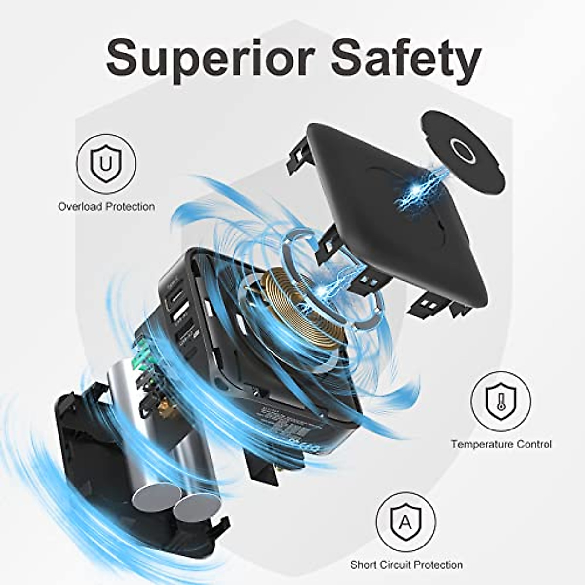 MagLoop Wireless Portable Charger, 10000mAh Magnetic Power Bank PD 20W Fast Charging with AC Wall Plug, Wireless Battery Pack for iPhone 14/13/12, Mini, Pro, Max, AirPods(Black)