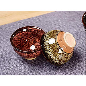 Puoyikt Chinese Ceramic Kung Fu Tea Set of 6, Japanese Tea Cup, Sake Cup, Ceramic Tea Cup, Ceramic Tea Set (6 colors)