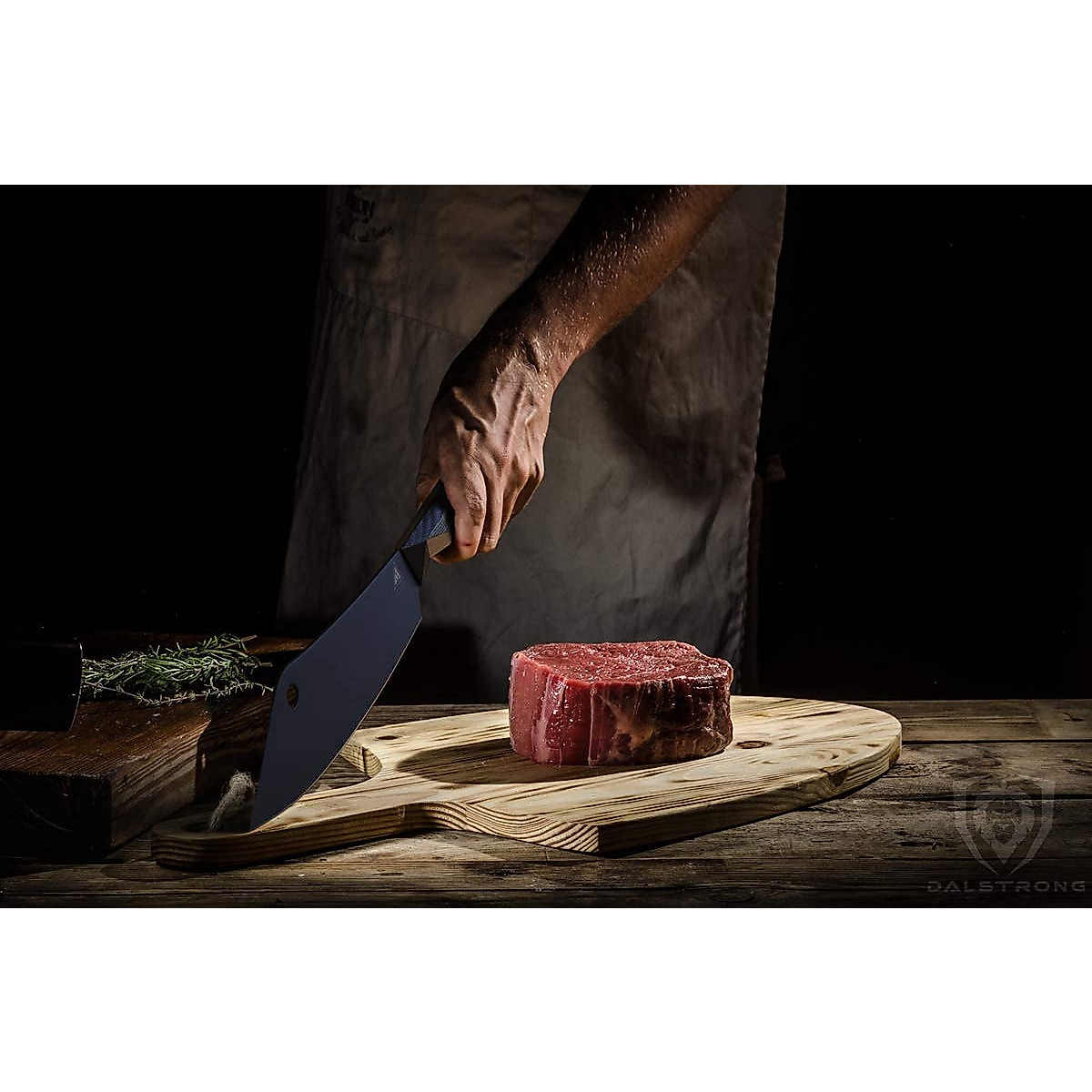 Dalstrong Hybrid Cleaver & Chef Knife - 8 inch - 'The Crixus' - Shadow Black Series - Razor Sharp Black Titanium Nitride Coated - High Carbon 7CR17MOV-X Vacuum Treated Steel - Sheath - NSF Certified