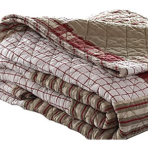 Eddie Bauer Throw Blanket Reversible Cotton Quilted Bedding, Home Decor for All Seasons, 50" x 60", Camano Island Red