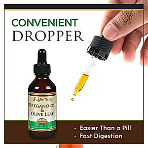 Lifetime Organic Oregano Oil and Olive Leaf Drops | Healthy Immune System Support | Made in The USA | 2 FL oz | 59 Servings