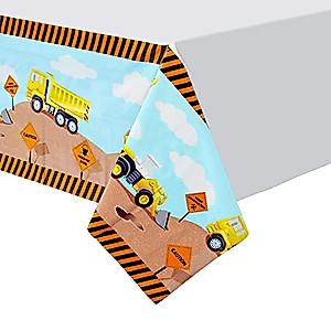 Juvale Plastic Table Cloth Cover for Kids Construction Birthday Party Supplies and Decoration (54 x 108 in, 3 Pack)