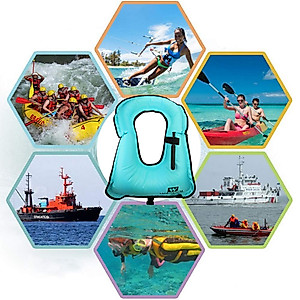 WACOOL Inflatable Snorkel Diving Swimming Scuba Vest Jacket for Adult Youth Kids (Kids, Sky Blue)