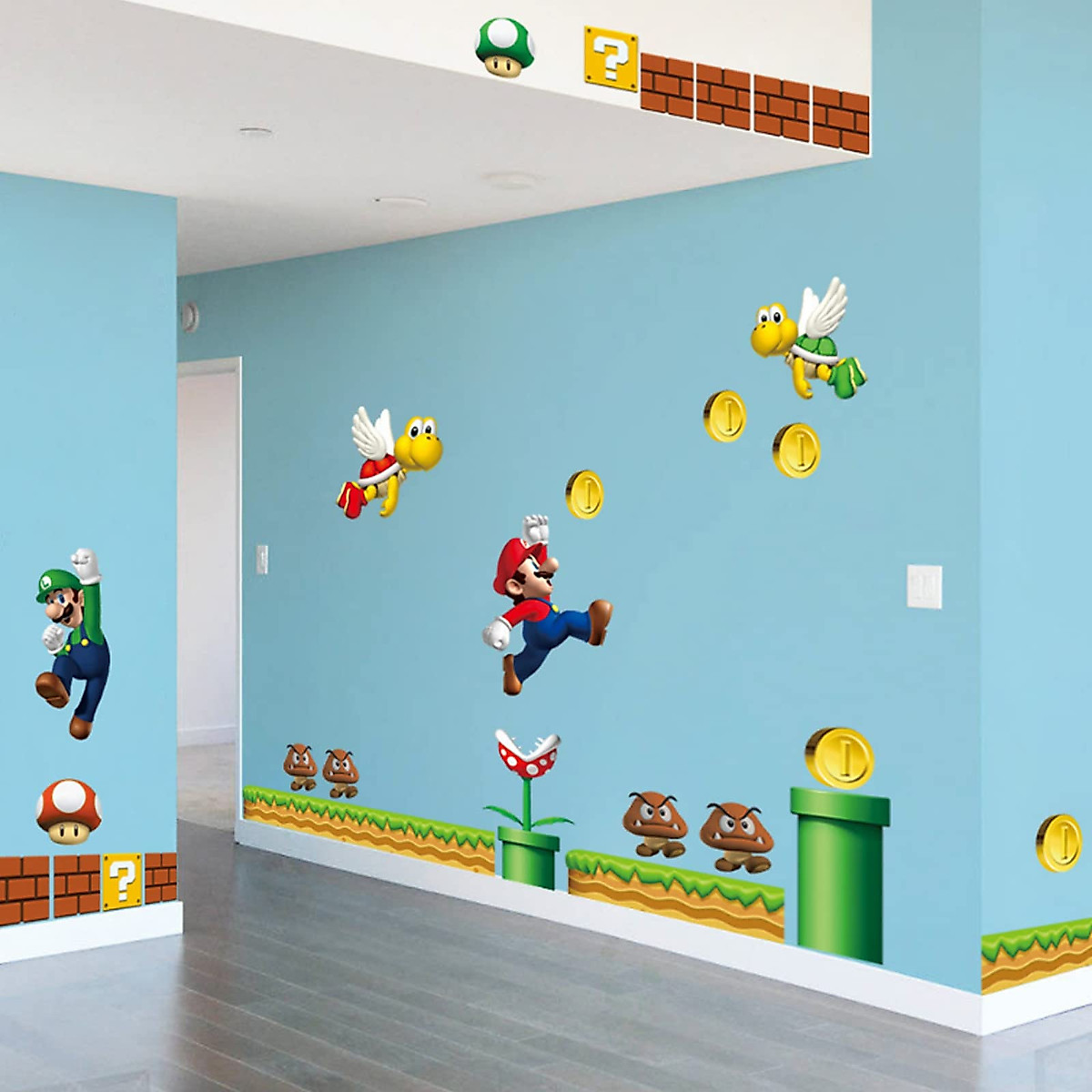 SchwartsCount-Super Mario Brothers Wall Decals - Super Mario Build a Scene Vinyl Wall Stickers - Mural Wall Decor Kids Room -Removable Peel and Stick