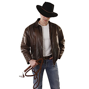 Skeleteen Faux Leather Brown Whip - 6.5' Woven Costume Accessories Whips - 1 Piece