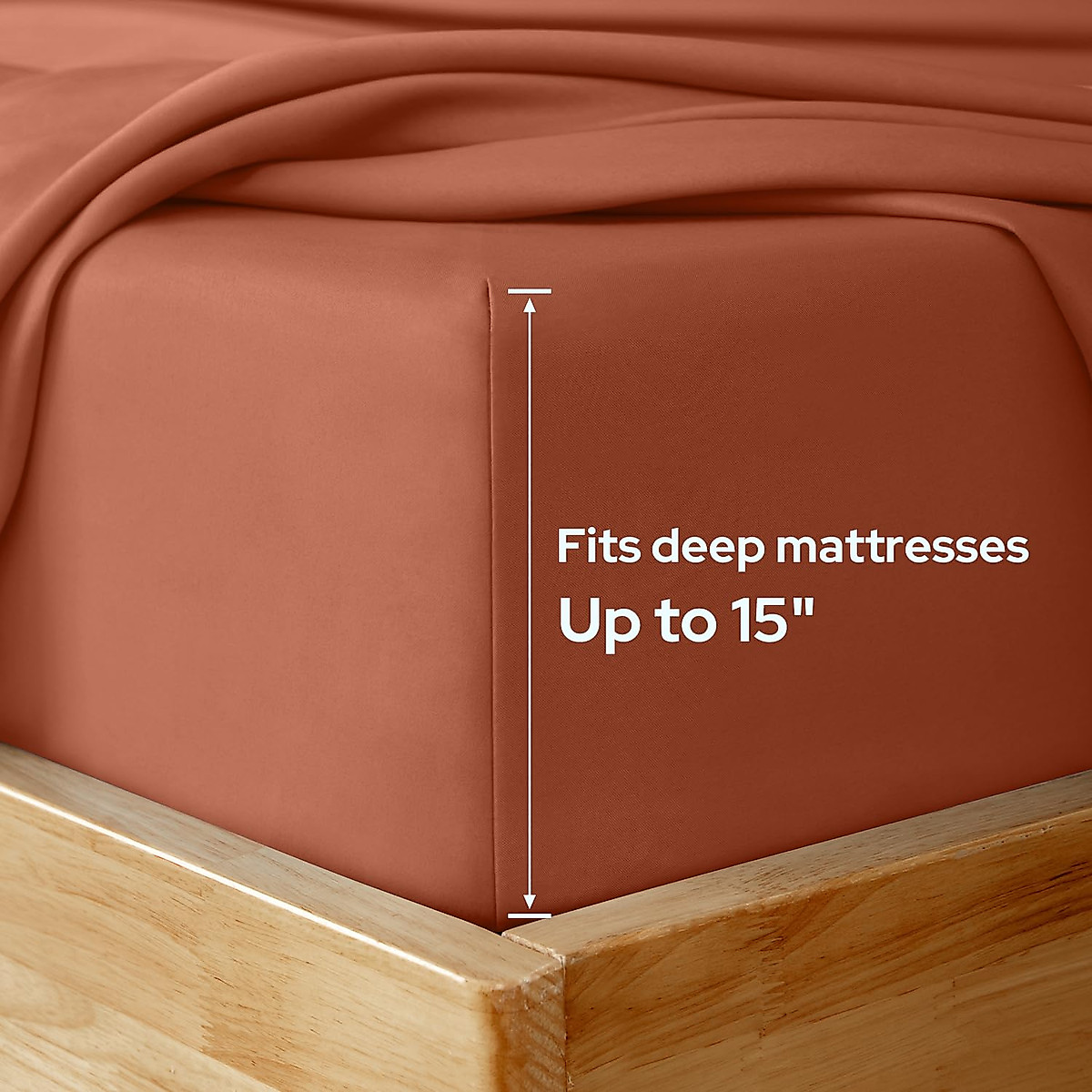 HOMEIDEAS Full Size Terracotta Bed Sheets - 6 Piece Set (Burnt Orange) - Extra Soft Brushed Microfiber 1800 Bedding Rust Sheets, Deep Pocket, Wrinkle & Fade Free