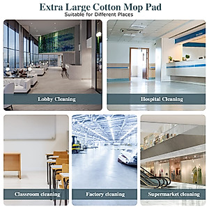 Masthome 42" Large Industrial Mop with 2 Reusable Mop Pads,Commercial Microfiber Mop & Long Handle Lightweight 180 Degree Rotating Broom Set with Squeegee Broom for Floor