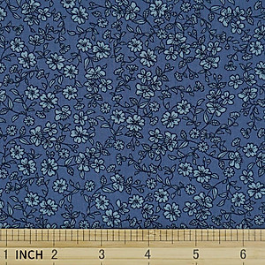 MasterFAB Cotton Fabric by The Yard for Sewing DIY Crafting Fashion Design Printed Floral Washable Cloth Bundles Voile;Full Width cuttable39 x 55inches (100x140cm) (Gray-Blue Spring Flowers)