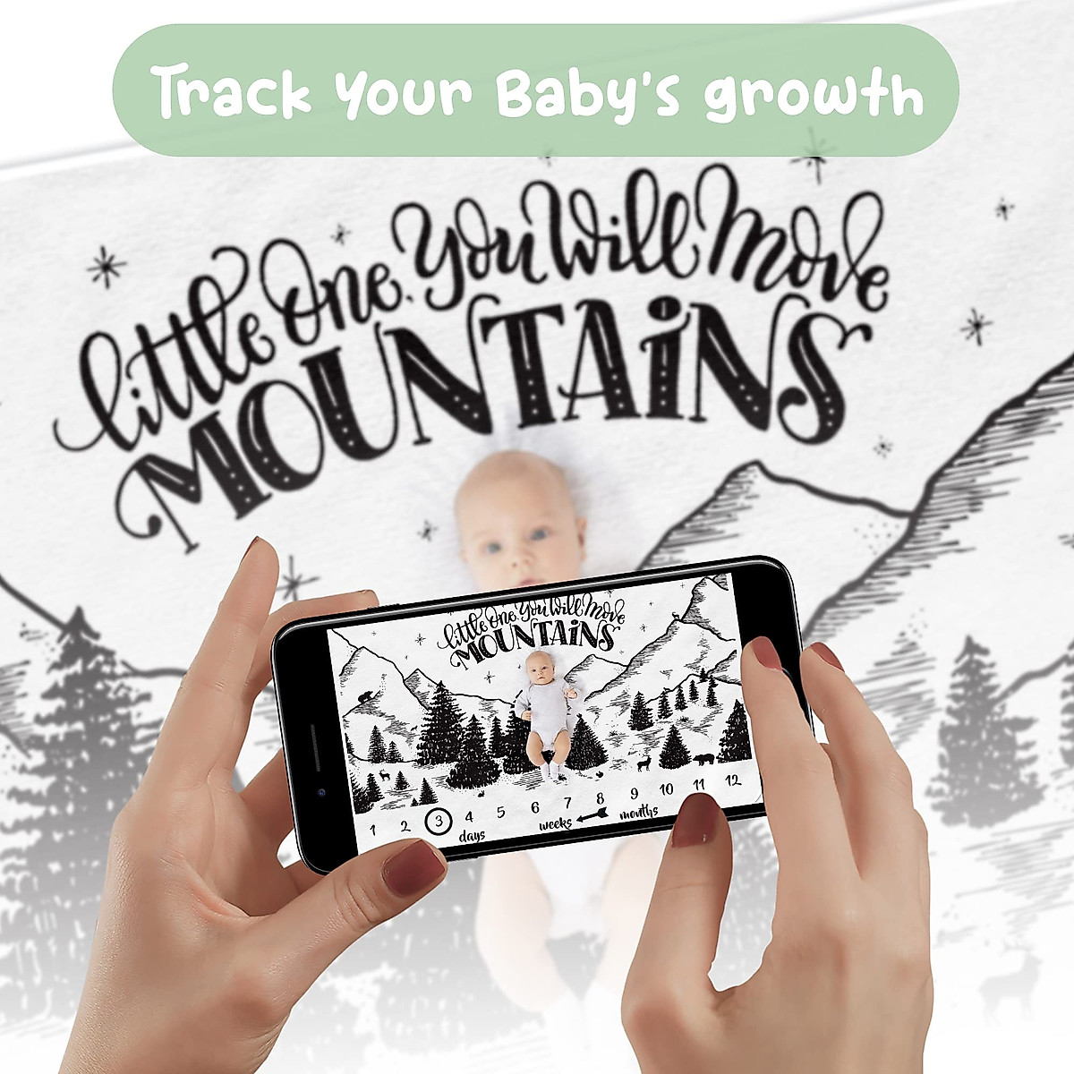 Paishanas Baby Milestone Blanket for Boy Girl Super Soft Premium Fleece Months Blankets Baby Shower Gender Neutral Gifts Photography Backdrop 60" x 40" Woodland Animals Baby Monthly Milestone Blanket