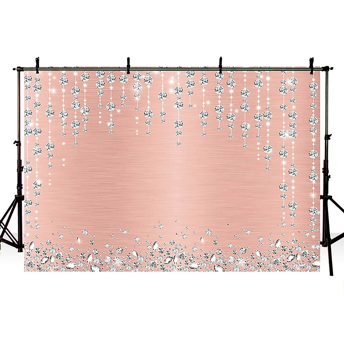 Sendy SENDY 7x5ft Rose Gold Diamonds Curtain Backdrop for Photography Birthday Party Decorations Wedding Bridal Shower