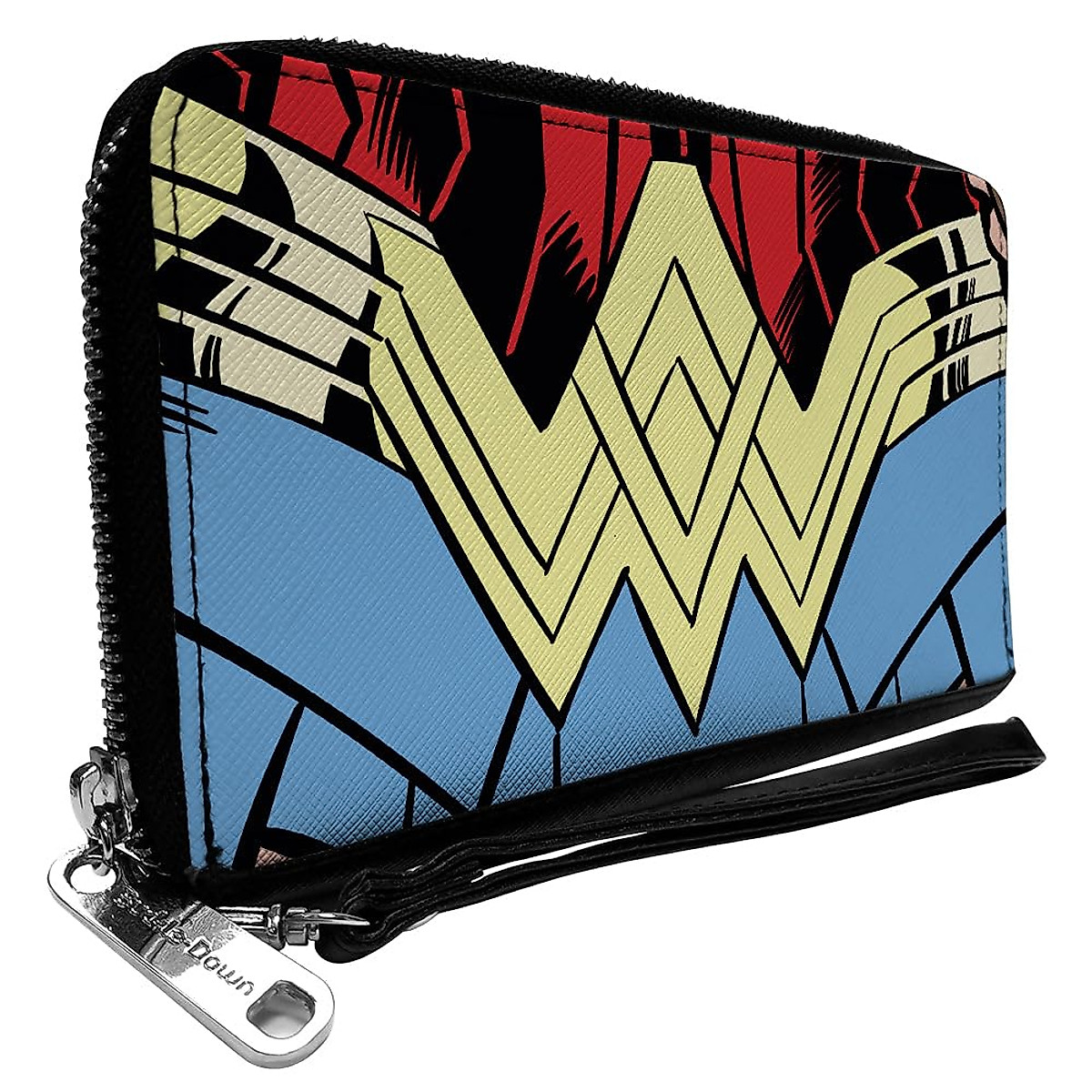 Buckle-Down Women's PU Zip Around Wallet Rectangle-Wonder Woman, 7.5"x4.5"