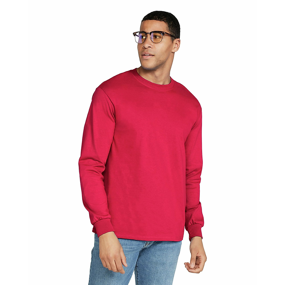 Gildan Men's Ultra Cotton Long Sleeve T-Shirt, Style G2400, Multipack, Red (2-Pack), Medium