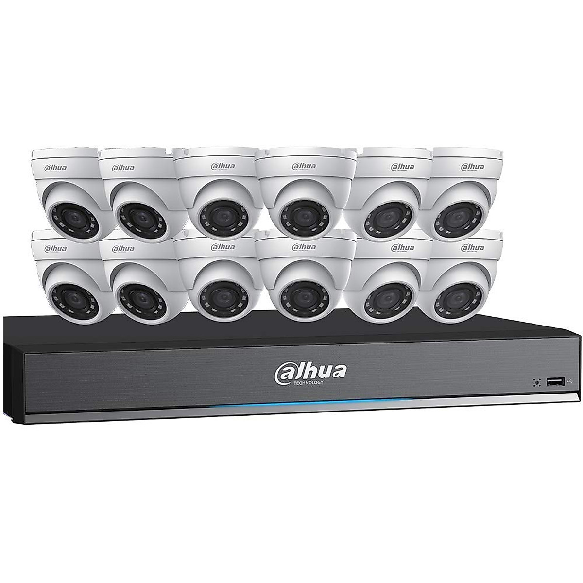 Dahua HDCVI Kit: 16-Ch, 4K Penta-Brid DVR + 12 x 5MP Security Camera, White (C7165E124)