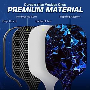 Pickleball Paddles USAPA Approved, Carbon Fiber Surface (CHS) Pickleball Paddles Set of 2, Professional Pickleball Racket, Cushion Grip, Honeycomb Core, 4 Balls & 1 Carry Bag, All Ages' Gift