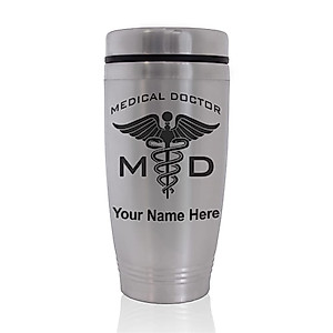 SkunkWerkz Commuter Travel Mug, MD Medical Doctor, Personalized Engraving Included