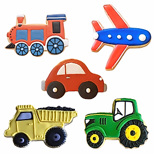 Transportation and Vehicles Cookie Cutters 5-Pc. Set Made in USA by Ann Clark, Tractor, Train, Dump Truck, Airplane, Car