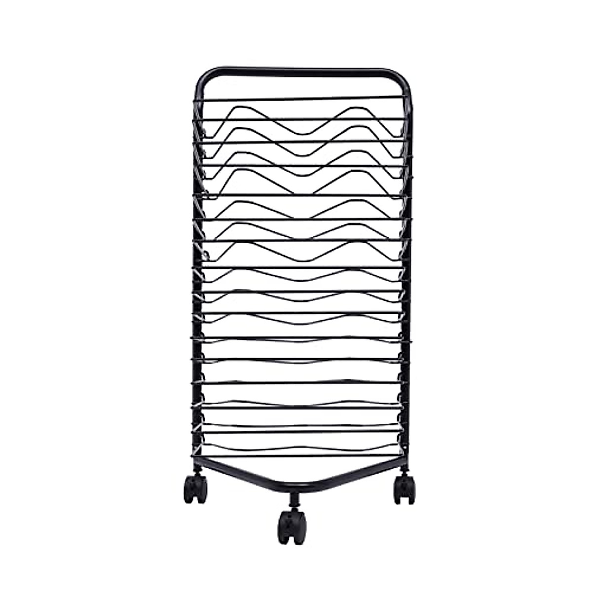 DNYSYSJ Art Drying Rack for Classroom, Paint Drying Rack Art 16 Shelves Metal Artwork Storage Display Rack with Wheels (Black)