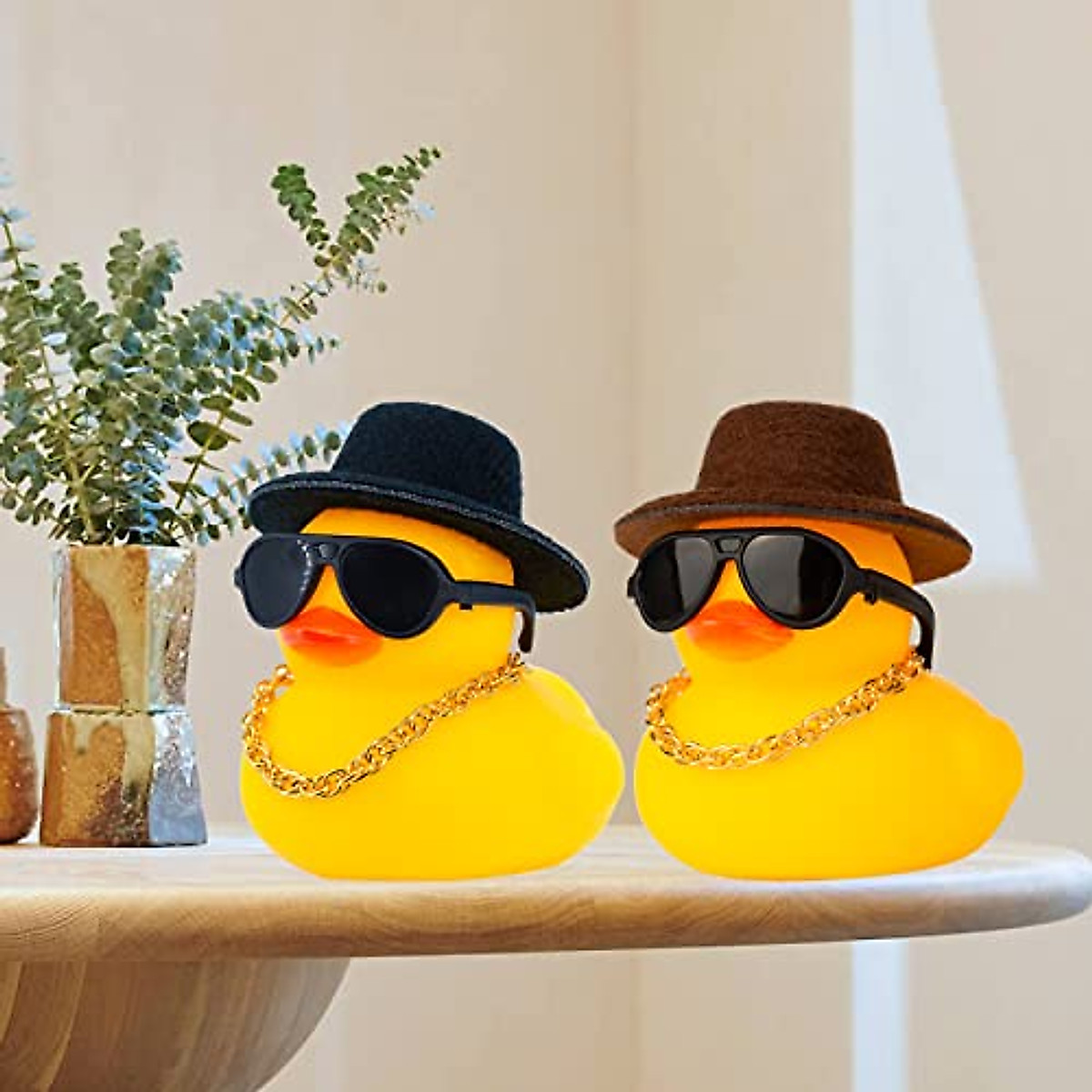MuMyer Rubber Duck Car Ornaments Duck Car Dashboard Decorations for Car Dashboard Decoration Accessories with Mini Hat Swim Ring Necklace and Sunglasses