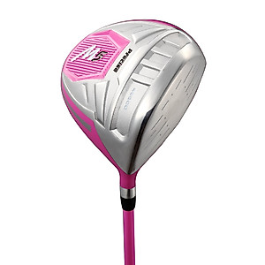 Top Line Ladies Pink Right Handed M5 Golf Club Set for Petite Ladies ( Height 5' to 5'3" ) , Includes: Driver, Wood, Hybrid, 5,6,7,8,9, PW Stainless Irons, Putter, Graphite Shafts, Bag & 3 HCs