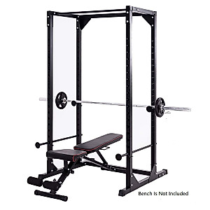 Gymax Adjustable Power Rack, Multi-Grip Power Rack Pull/Chin Up Bars Squat Cage Heavy Duty Power Rack for Home Gym Athletics Fitness