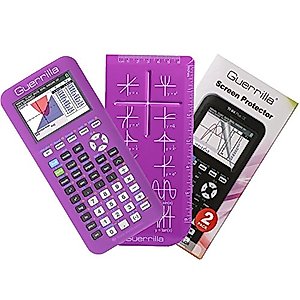 Guerrilla Silicone Case for Texas Instruments TI-84 Plus CE Color Edition Graphing Calculator With Screen protector and Graphing Ruler, Purple