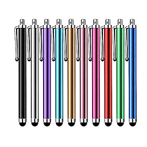 10 Pcs Stylus Pens for Touch Screens, Universal Capacitive Stylus Touch Screen Pens Compatible with iPad iPhone Samsung Kindle Tough Tablet Laptop and Other Smart Devices (10 Colors)