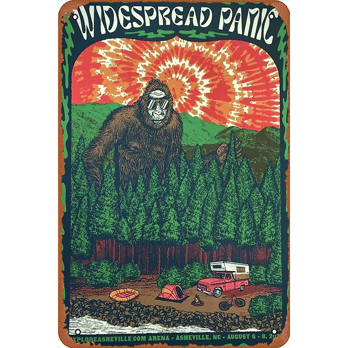 Widespread Panic - 2021 Status Serigraph poster Asheville, NC Retro Tin Sign Funny Wall Art Decorations for Pub Restaurants Cafe Club Plaque Man Cave Wall 8x12 Inch