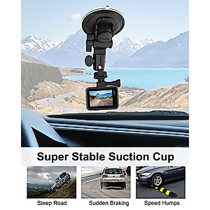 Aozcu Suction Camera Mount, Car Windshield Dashboard Camera Holder with 3M Adhesive Disk for GoPro Max, Hero 9 8 7 6 5, Session 5, DJI OSMO Action, AKASO, Campark, Canon, DSLRs and Other Cameras
