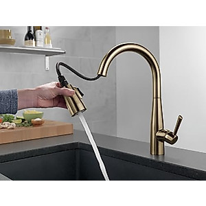 DELTA FAUCET Essa Kitchen Faucet with Pull Down Sprayer, Kitchen Sink Faucet Gold, Magnetic Docking Spray Head, Delta Kitchen Faucet Pull Down, Champagne Bronze 9113-CZ-DST