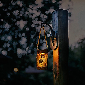 KZOBYD Solar Hanging Lanterns Outdoor Waterproof Owl Stump Lamp with Handle LED Owl Statue Light Lawn Figurine Solar Powered for Patio Courtyard Yard Garden Porch Tabletop Decor (Brown Wing)