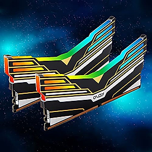 OLOy Memory DDR4 RAM 64GB (2x32GB) Warhawk Aura Sync RGB 3200 MHz CL16 1.35V 288-Pin Desktop Gaming UDIMM (MD4U323216DEDA)