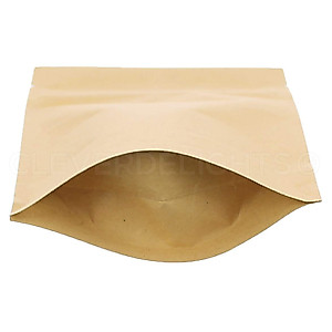 CleverDelights Kraft Stand Up Pouches - 2oz - 50 Pack - 4" x 6" x 2" - Resealable Bag