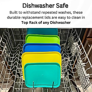 Klareware 3 cup Rectangle Plastic Food Storage Replacement Lids Covers for Klareware and Pyrex 7210-PC Glass Bowls (Container not Included) (2 Pack - Turquoise)