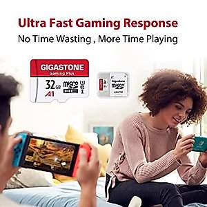 [Gigastone] Micro SD Card 32GB, Gaming Plus, MicroSDHC Memory Card for Nintendo-Switch, Smartpone, Roku, Full HD Video Recording, UHS-I U1 A1 Class 10, up to 90MB/s, with MicroSD to SD Adapter