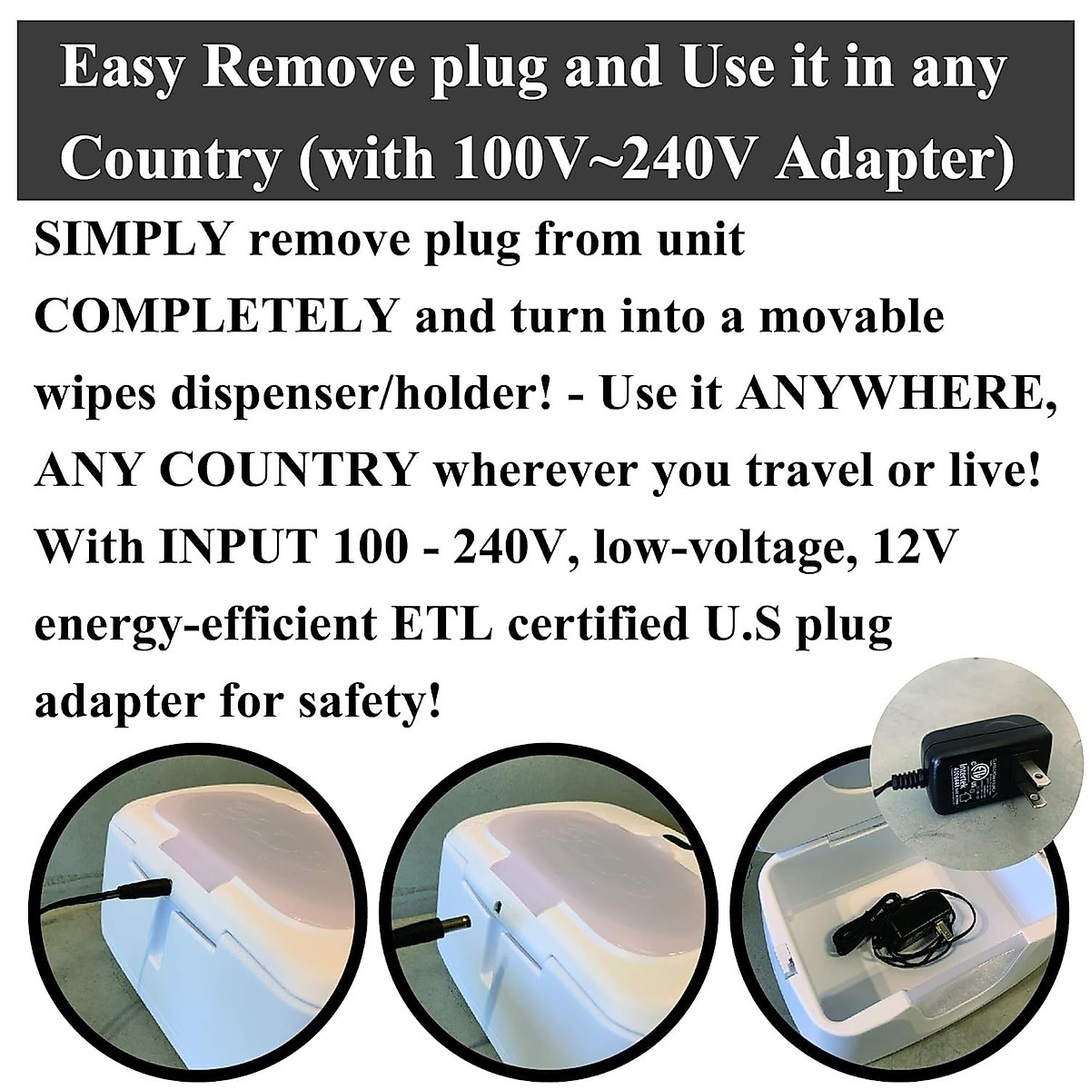 Baby Wet Wipes Warmer, Dispenser, Holder and Case - Easy Press On/Off Switch, Only Available at Amazon