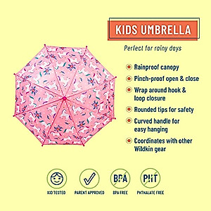 Wildkin Kids 15 Inch Backpack and Umbrella Bundle for On-The-Go Comfort (Magical Unicorns)